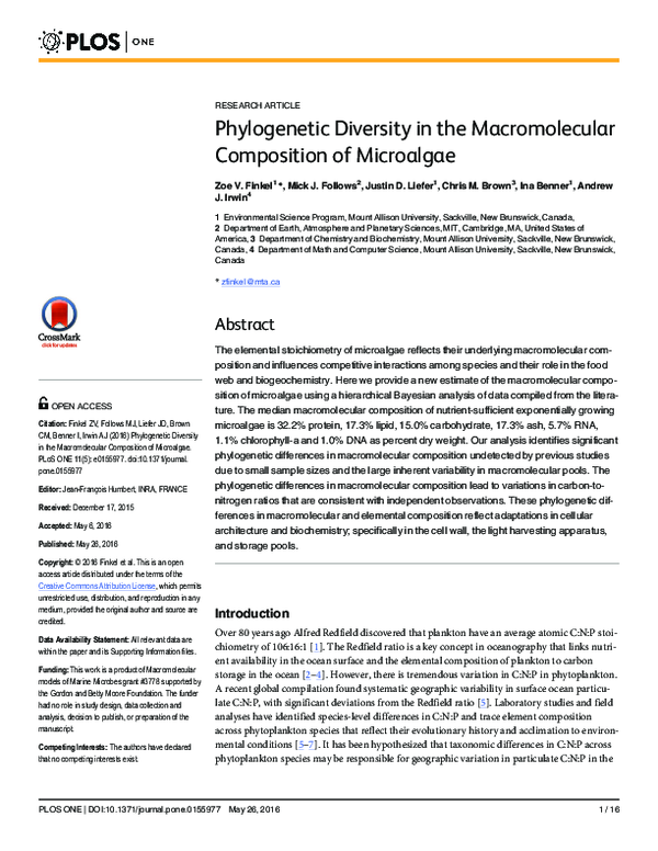 (PDF) Phylogenetic Diversity in the Macromolecular Composition of ...