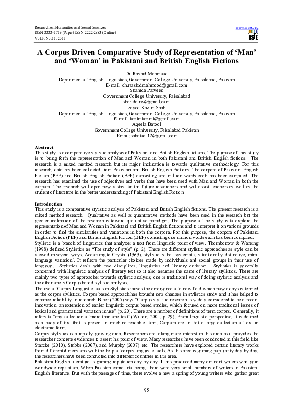 (PDF) A Corpus Driven Comparative Study of Representation of ‘Man’ and ...