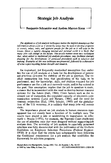 (PDF) Strategic job analysis