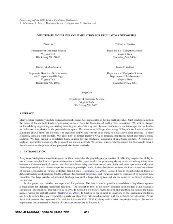 Pdf Multistate Modeling And Simulation For Regulatory Networks