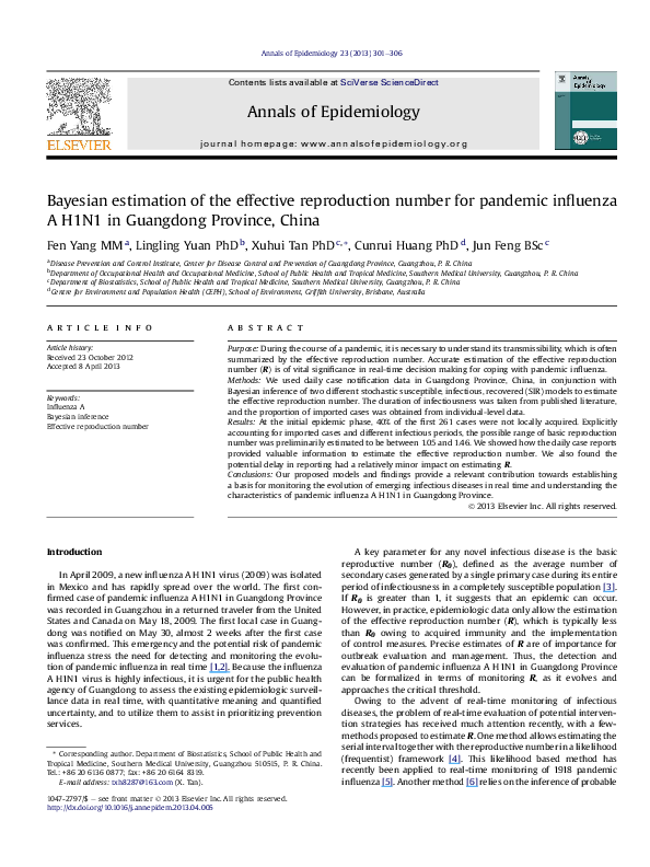 (PDF) Bayesian estimation of the effective reproduction number for ...