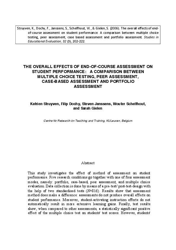 (PDF) The overall effects of end-of-course assessment on student ...