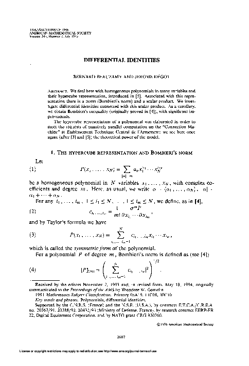 (PDF) Differential identities