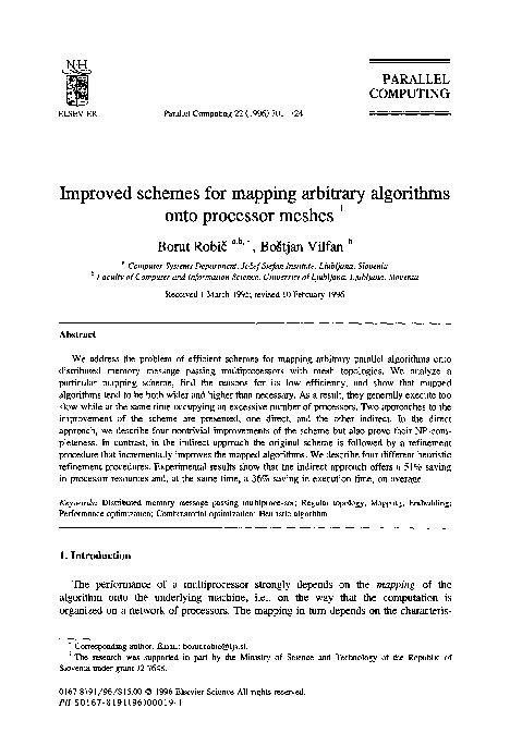 (PDF) Improved schemes for mapping arbitrary algorithms onto processor meshes