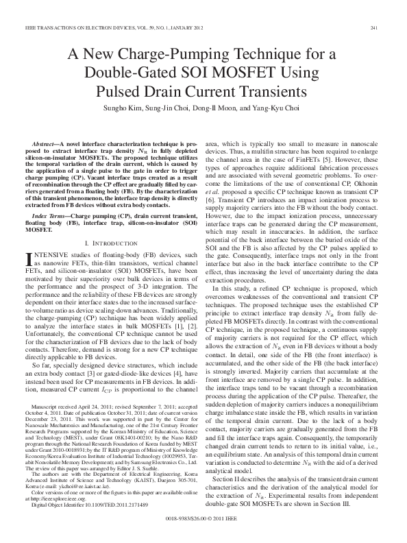 (PDF) A New Charge-Pumping Technique for a Double-Gated SOI MOSFET ...