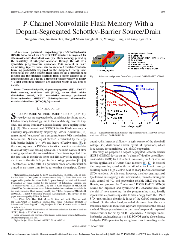 (PDF) P-channel nonvolatile flash memory with a dopant-segregated ...