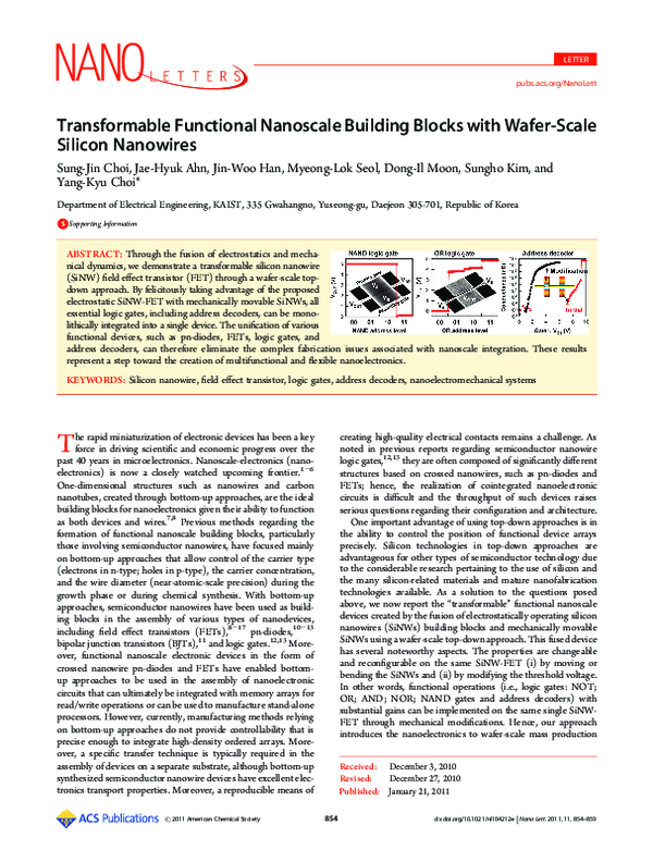 (PDF) Transformable Functional Nanoscale Building Blocks with Wafer ...