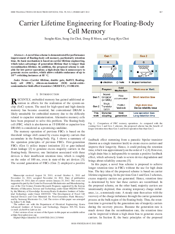 (PDF) Carrier lifetime engineering for floating-body cell memory
