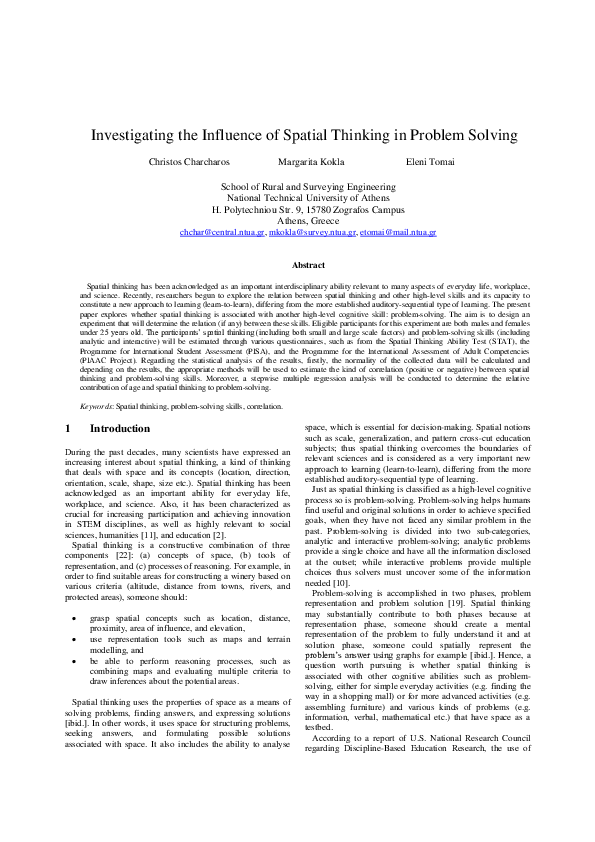 (PDF) Investigating the Influence of Spatial Thinking in Problem Solving