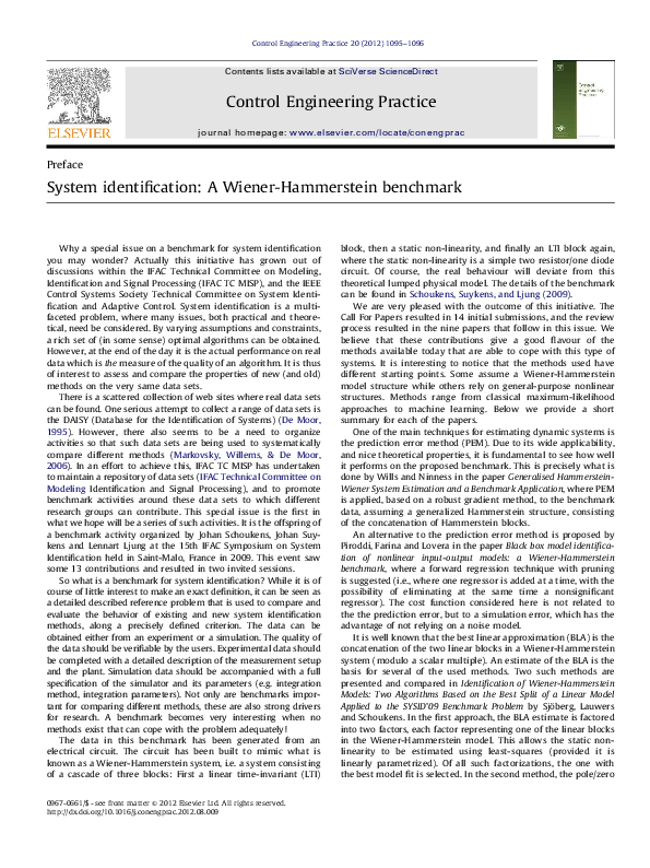 (PDF) System identification: A Wiener-Hammerstein benchmark