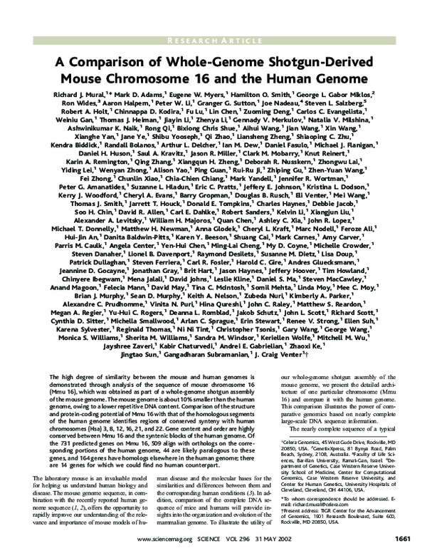 (PDF) A comparison of whole-genome shotgun-derived mouse chromosome 16 ...