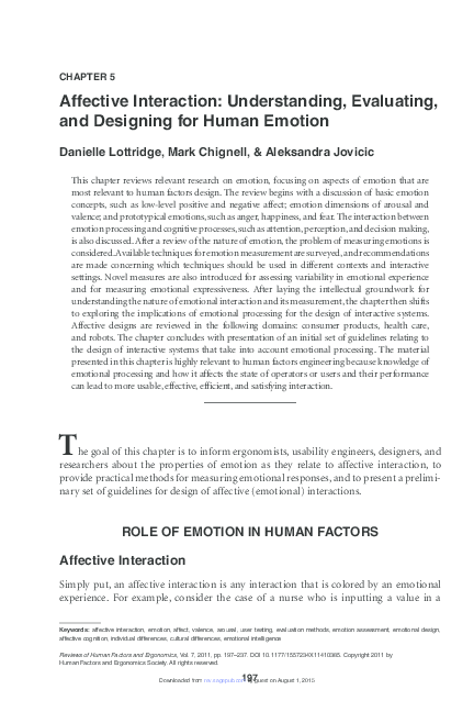 (PDF) Affective Interaction: Understanding, Evaluating, and Designing ...