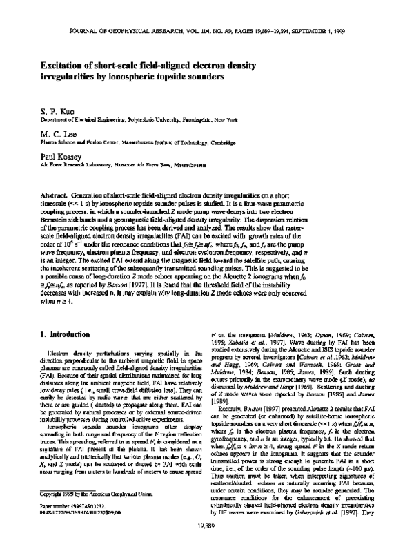 (PDF) Excitation of short-scale field-aligned electron density ...