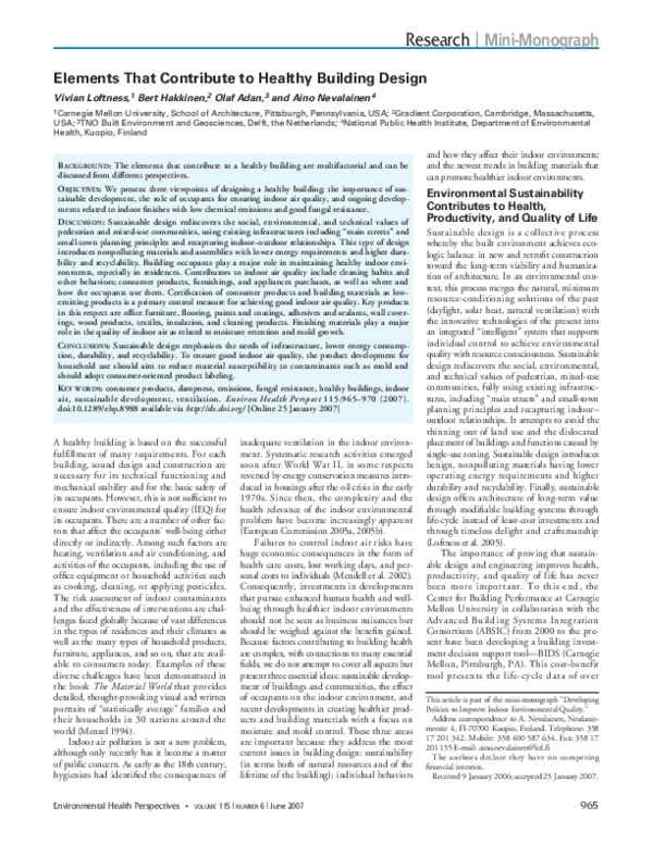 (PDF) Elements that contribute to healthy building design