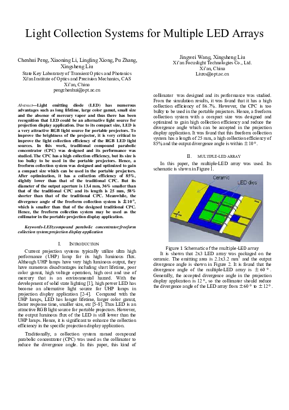 (PDF) Light collection systems for multiple LED arrays
