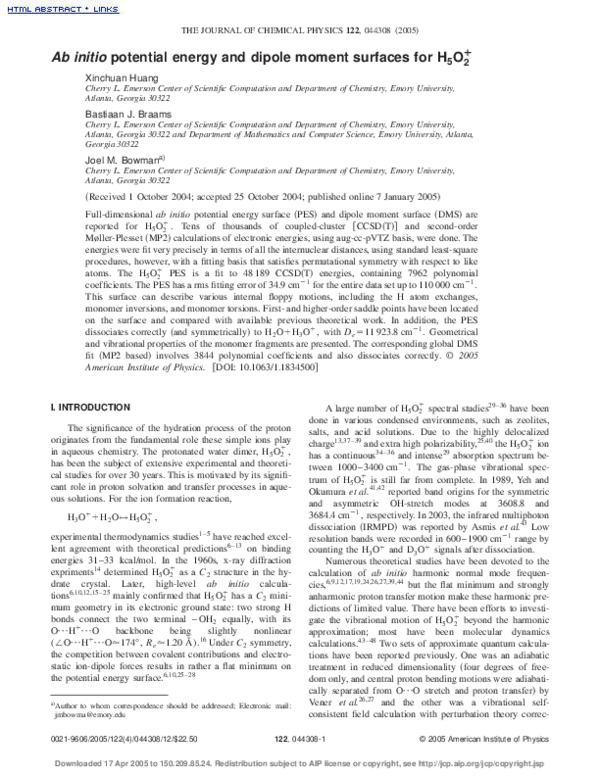(PDF) Ab Initio Potential Energy and Dipole Moment Surfaces for CS2 ...