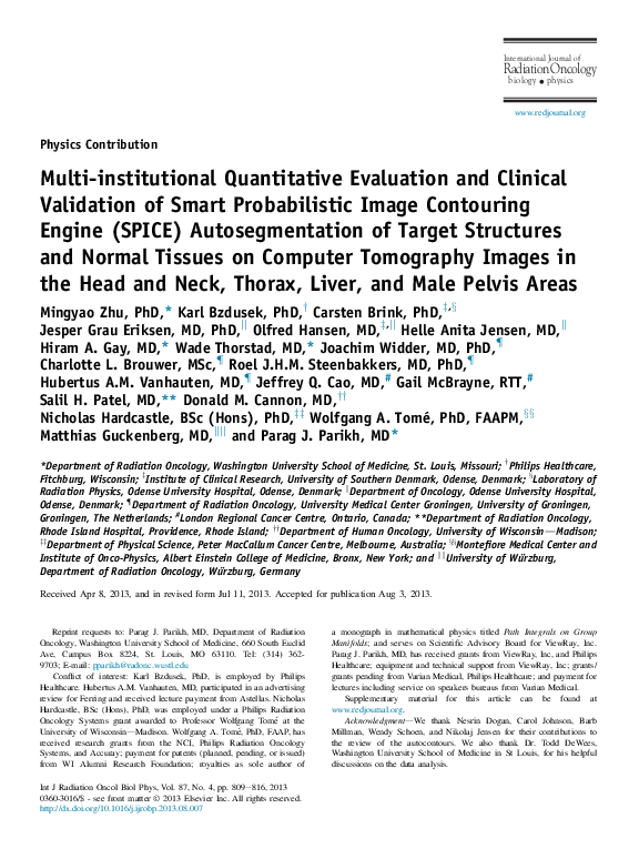 (PDF) SPICE Autosegmentation Evaluation for CT Images
