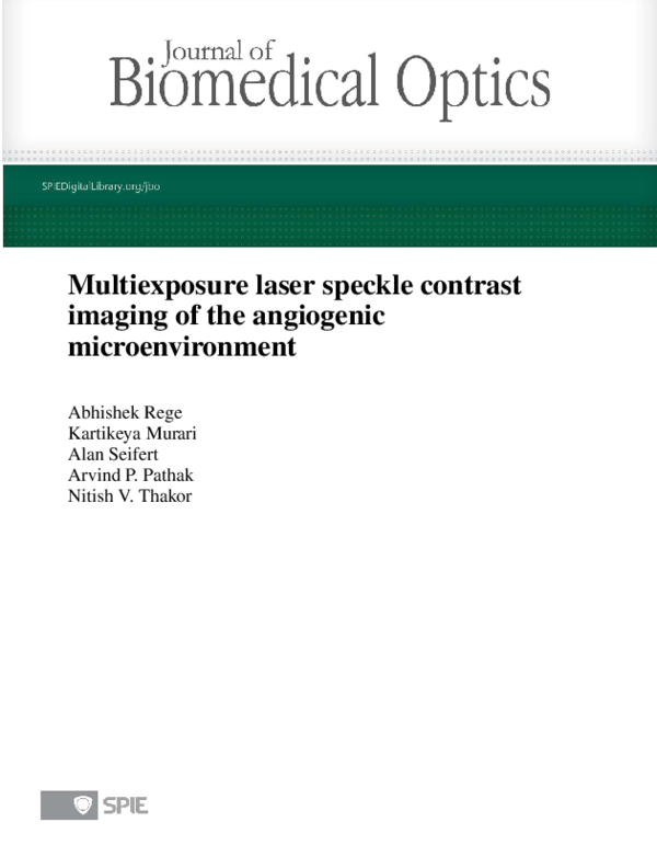 (PDF) Multiexposure laser speckle contrast imaging of the angiogenic ...