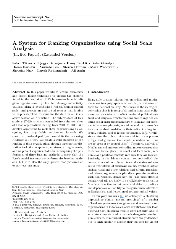(PDF) A System for Ranking Organizations Using Social Scale Analysis