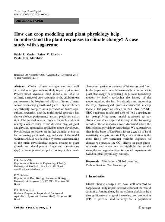 (PDF) How can crop modeling and plant physiology help to understand the ...