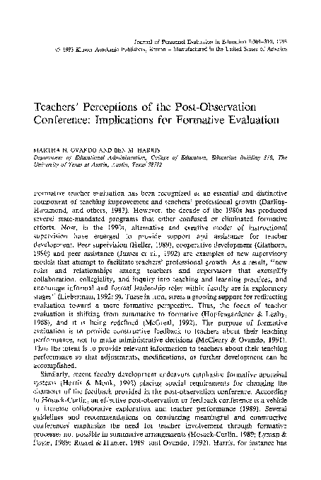 (PDF) Teachers' perceptions of the post-observation conference ...