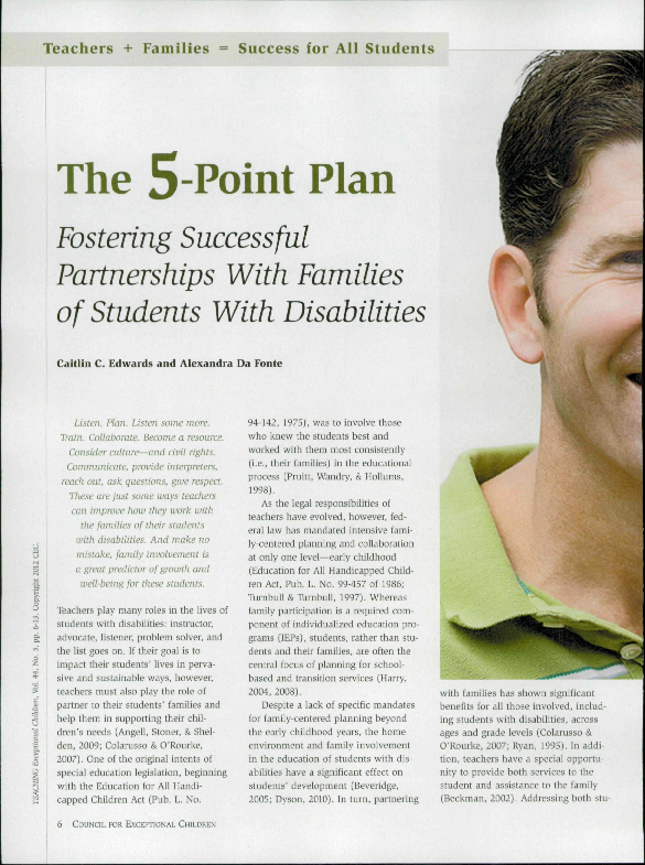 (PDF) Teachers + Families = Success for All Students The 5-Point Plan ...