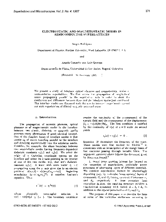 (PDF) Electrostatic and magnetostatic modes in semiconductor superlattices
