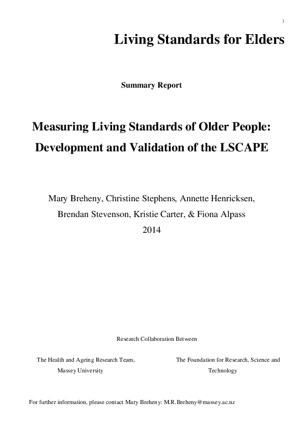 (PDF) Measuring Living Standards of Older People: Development and ...