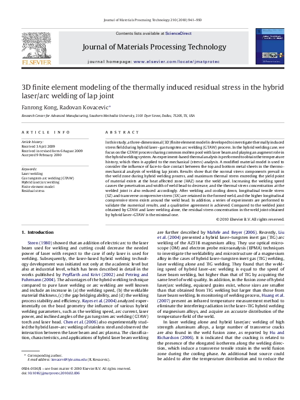 (PDF) 3D finite element modeling of the thermally induced residual stress in the hybrid laser ...