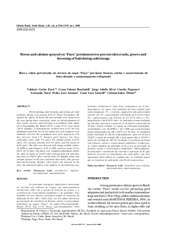 (PDF) Boron and calcium sprayed on 'Fuyu' persimmon tree prevent skin ...