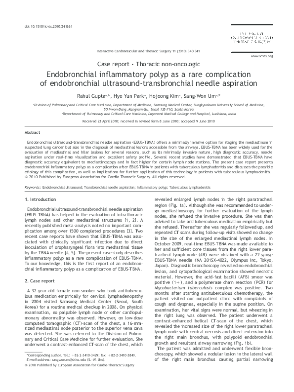 (PDF) Endobronchial inflammatory polyp as a rare complication of ...