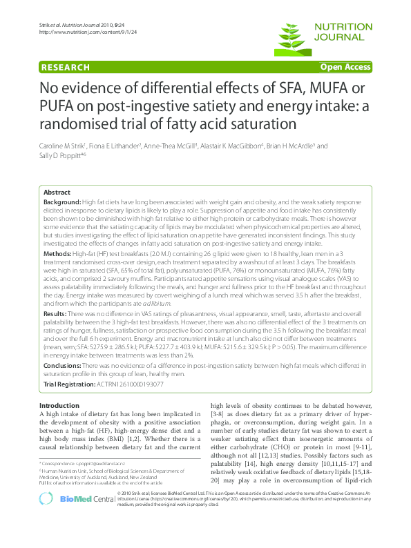 (PDF) No evidence of differential effects of SFA, MUFA or PUFA on post ...