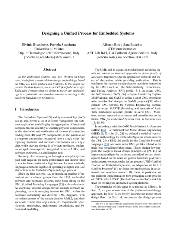 (PDF) Designing a Unified Process for Embedded Systems