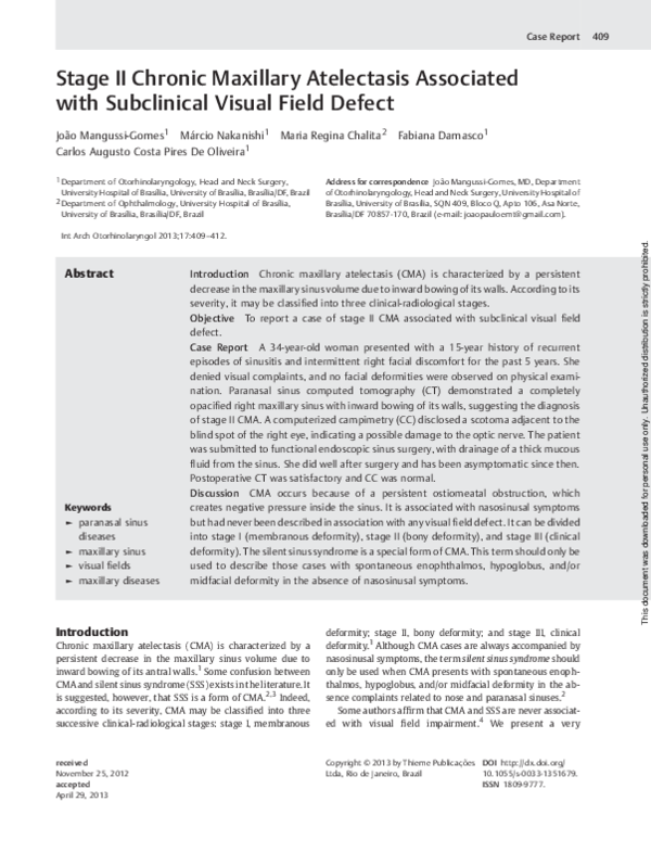 (PDF) Stage II Chronic Maxillary Atelectasis Associated with ...