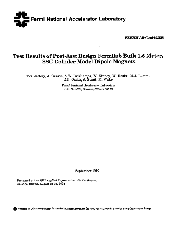 (PDF) Test results of post-ASST design Fermilab built 1.5 meter, SSC ...