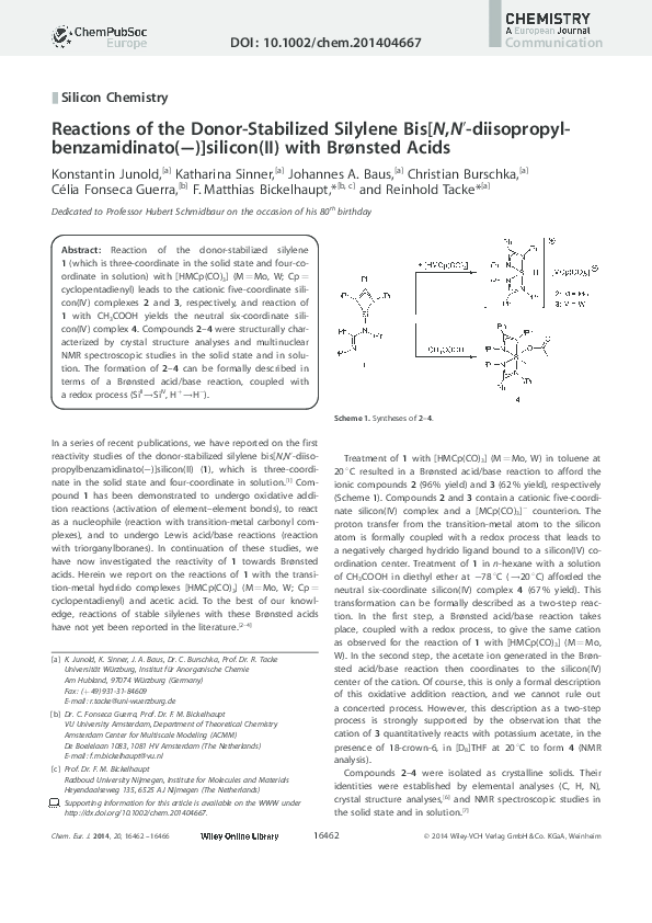 (PDF) Reactions of the Donor-Stabilized Silylene Bis[ N , N ...