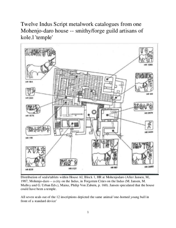 (PDF) Twelve Indus Script metalwork catalogues from one Mohenjo-daro ...
