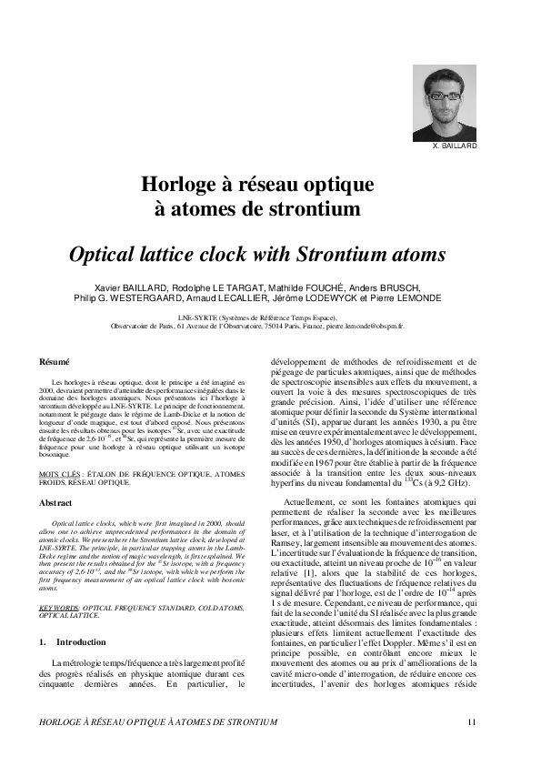 (PDF) Horloge à réseau optique à atomes de strontium Optical lattice ...