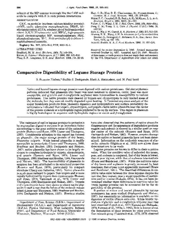 (PDF) Comparative digestibility of legume storage proteins