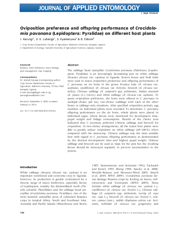(PDF) Oviposition preference and offspring performance of Eurosta ...