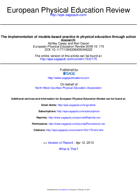 (PDF) The implementation of models-based practice in physical education ...