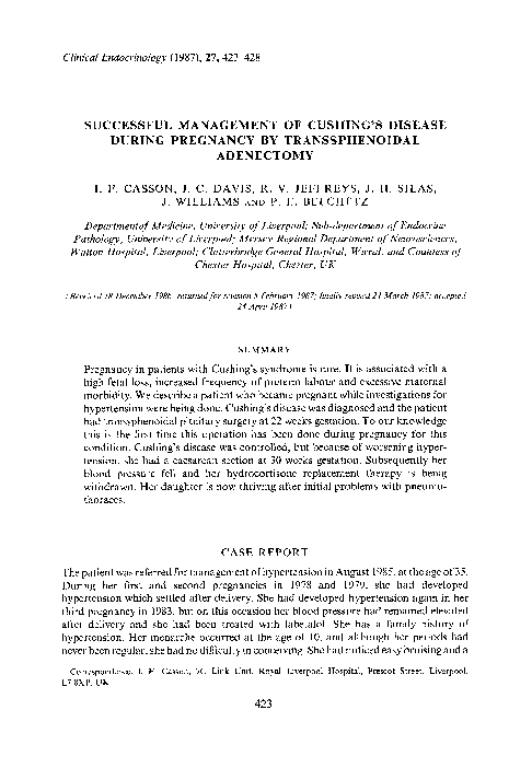(PDF) Successful Management of Cushing's Disease During Pregnancy by ...