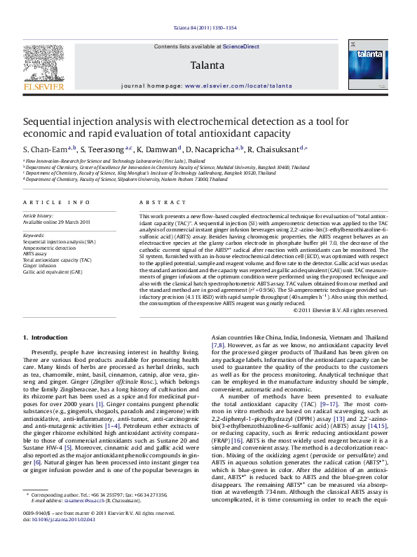 Pdf Sequential Injection Analysis With Electrochemical Detection As A Tool For Economic And