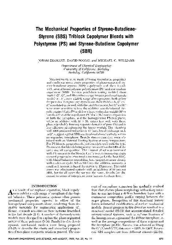 (PDF) The mechanical properties of styrene-butadiene-styrene (SBS ...