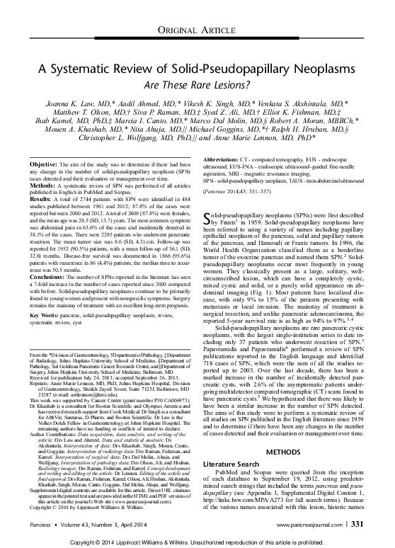 (PDF) A Systematic Review of Solid-Pseudopapillary Neoplasms