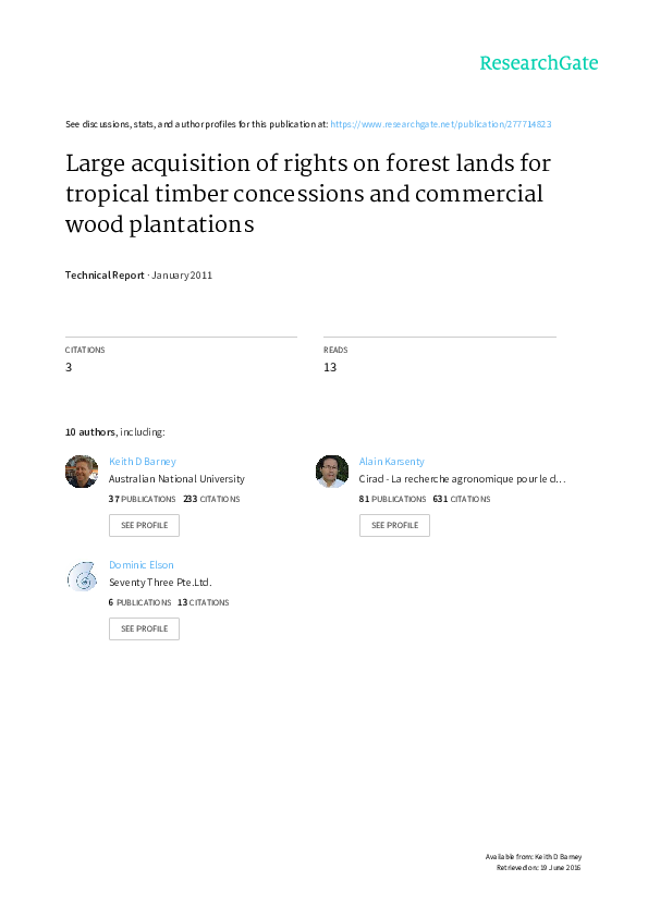 (PDF) Large acquisition of rights on forest lands for tropical timber ...