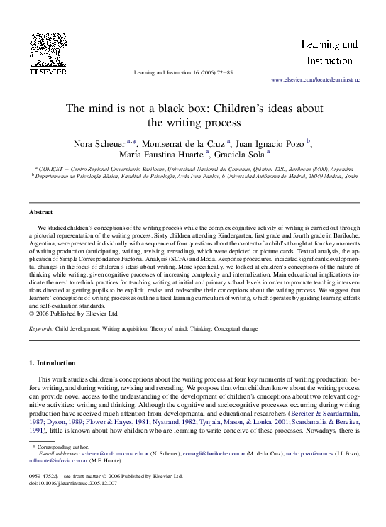 (PDF) The mind is not a black box: Children's ideas about the writing ...