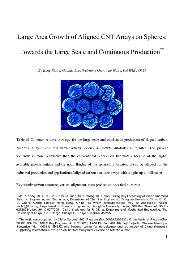 (PDF) Large area growth of aligned CNT arrays on spheres: Cost ...