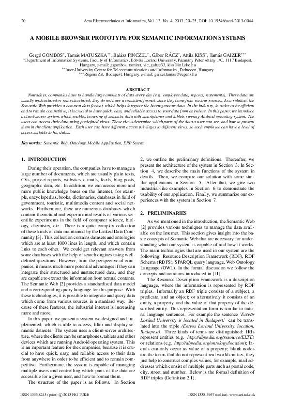 (PDF) A MOBILE BROWSER PROTOTYPE FOR SEMANTIC INFORMATION SYSTEMS