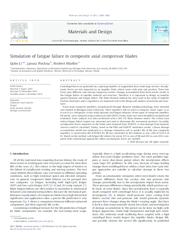 (PDF) Simulation of fatigue failure in composite axial compressor blades